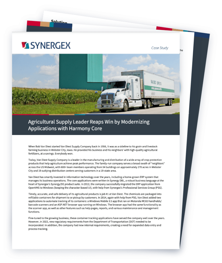Agricultural Supply Leader Reaps Win by Modernizing Applications - Synergex